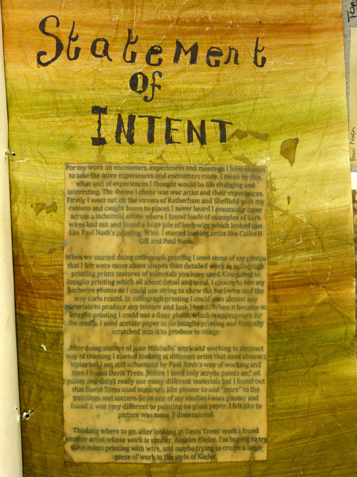 ArtHive: Example Fine Art Project: Unit 1 (AS coursework)