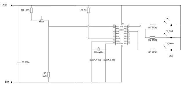 Notitrónica, Electrónicos de Campana: Control de LED RGB usando PIC 16F84A