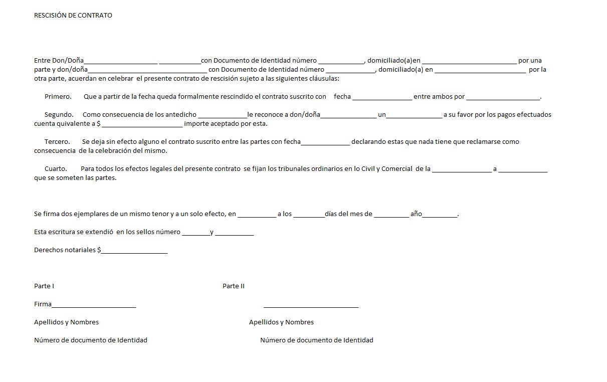 DOCUMENTOS: RESCISIÓN DE CONTRATO