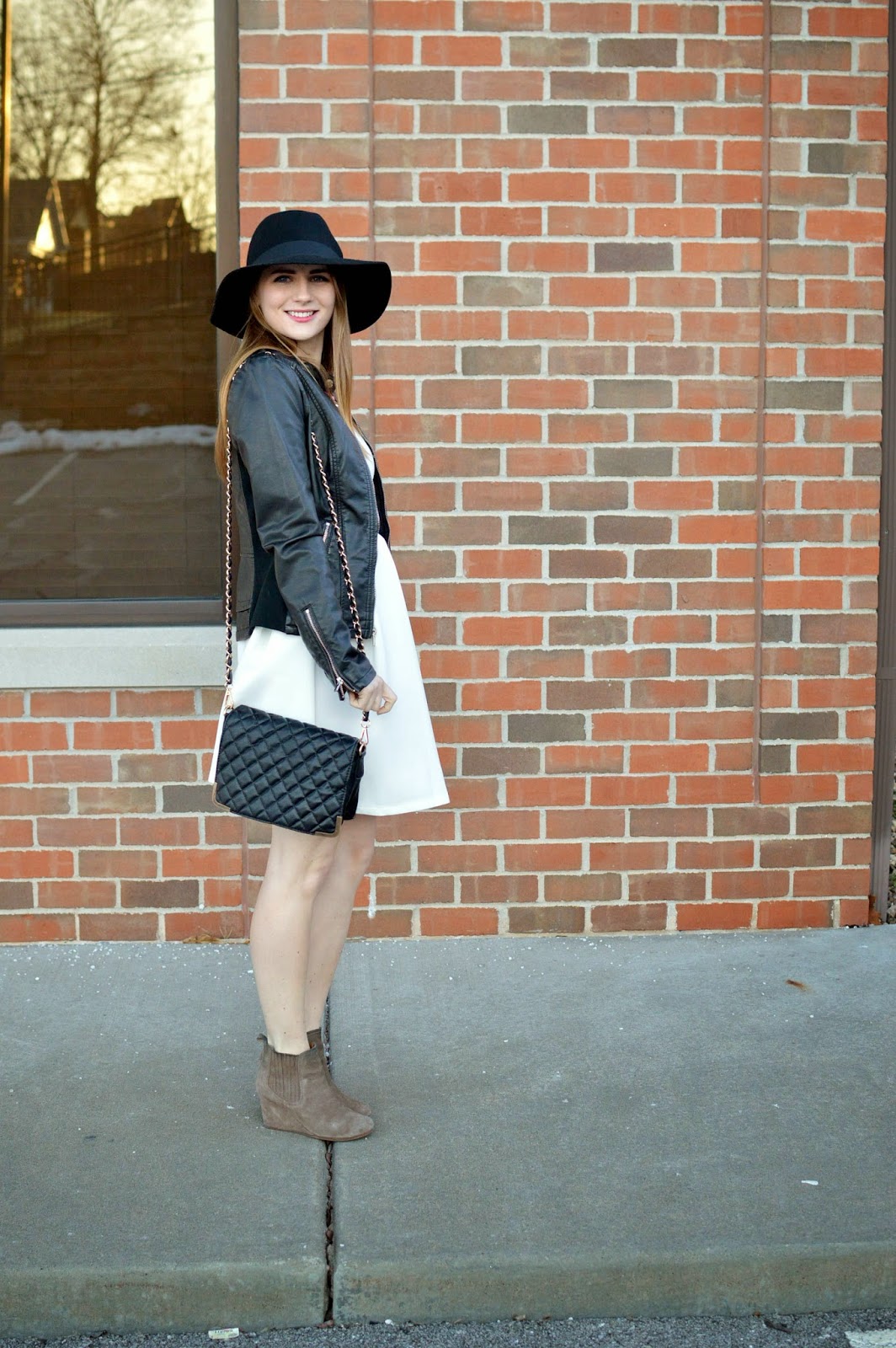 A Memory Of Us: white dress, leather jacket | A Kansas City Fashion Blog
