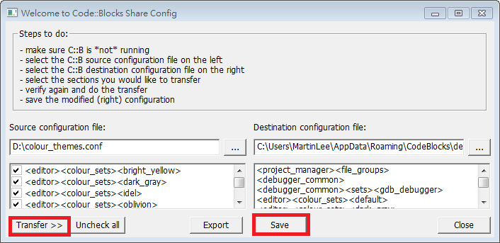 Martin's Coding Note: Change Code::Blocks theme