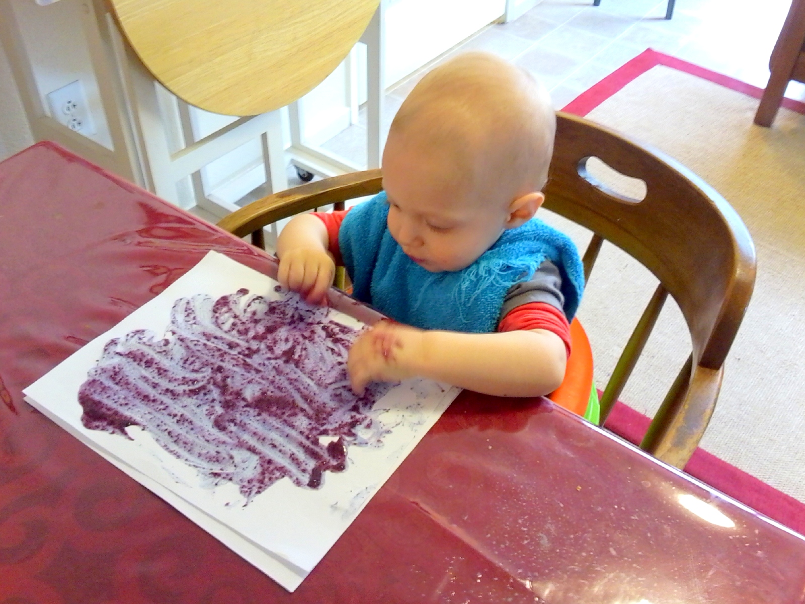 The Christensen's Camelot : Blueberry Finger Painting On A Sick Day