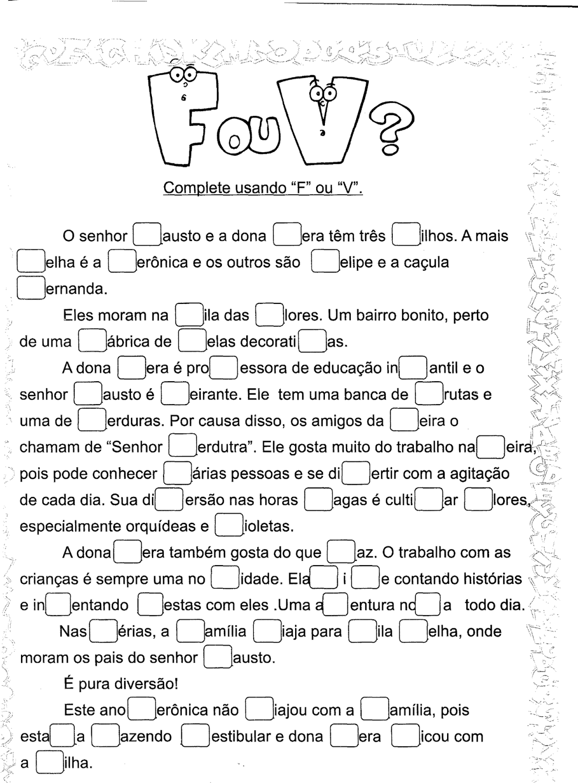 BLOG DA PROFESSORA MIRNA : ORTOGRAFIA- f/v; l/lh; h (inicial); c/ç; s ...