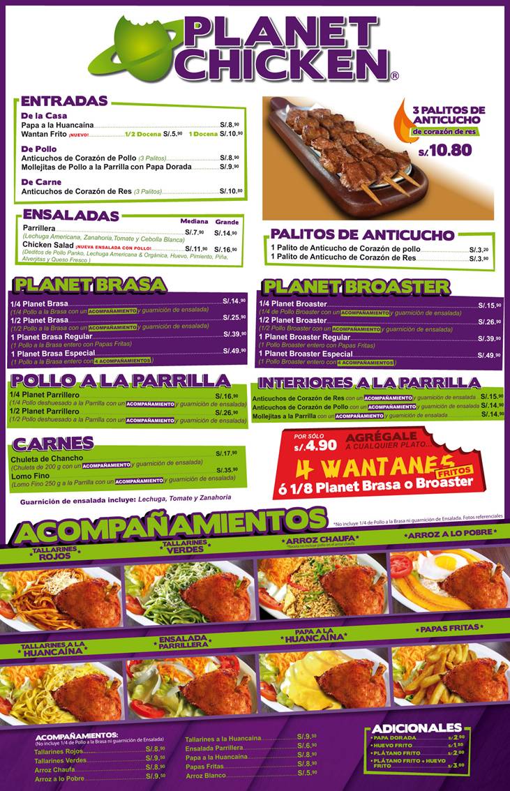 Diseño Gráfico Publicitario: Menú - Planet Chicken