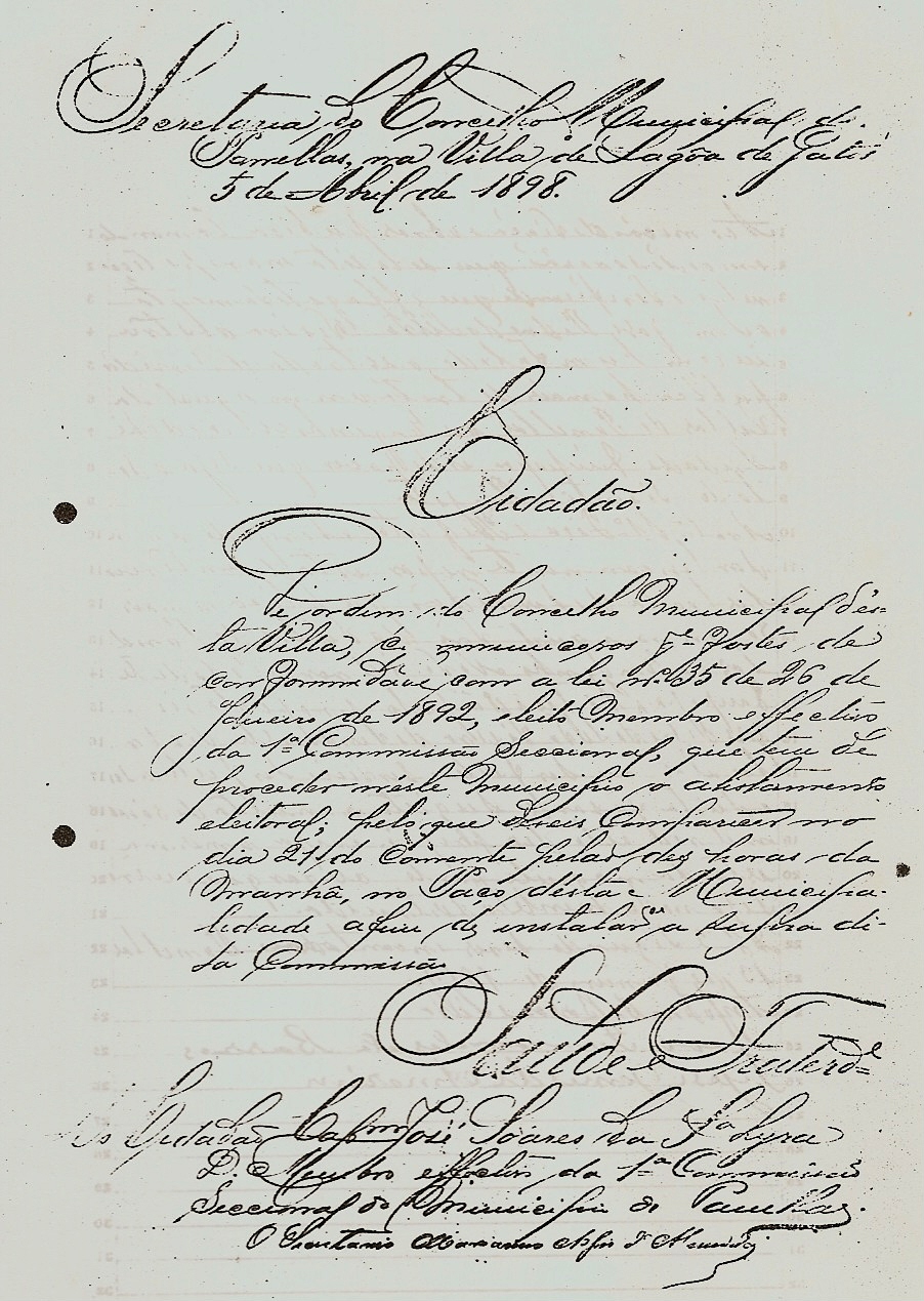 Municipalismo por Newton Thaumaturgo: CERTIDÃO - CALIGRAFIA DA ÉPOCA - 1892 Municipalismo por Newton Thaumaturgo: CERTIDÃO - CALIGRAFIA DA ÉPOCA - 1892