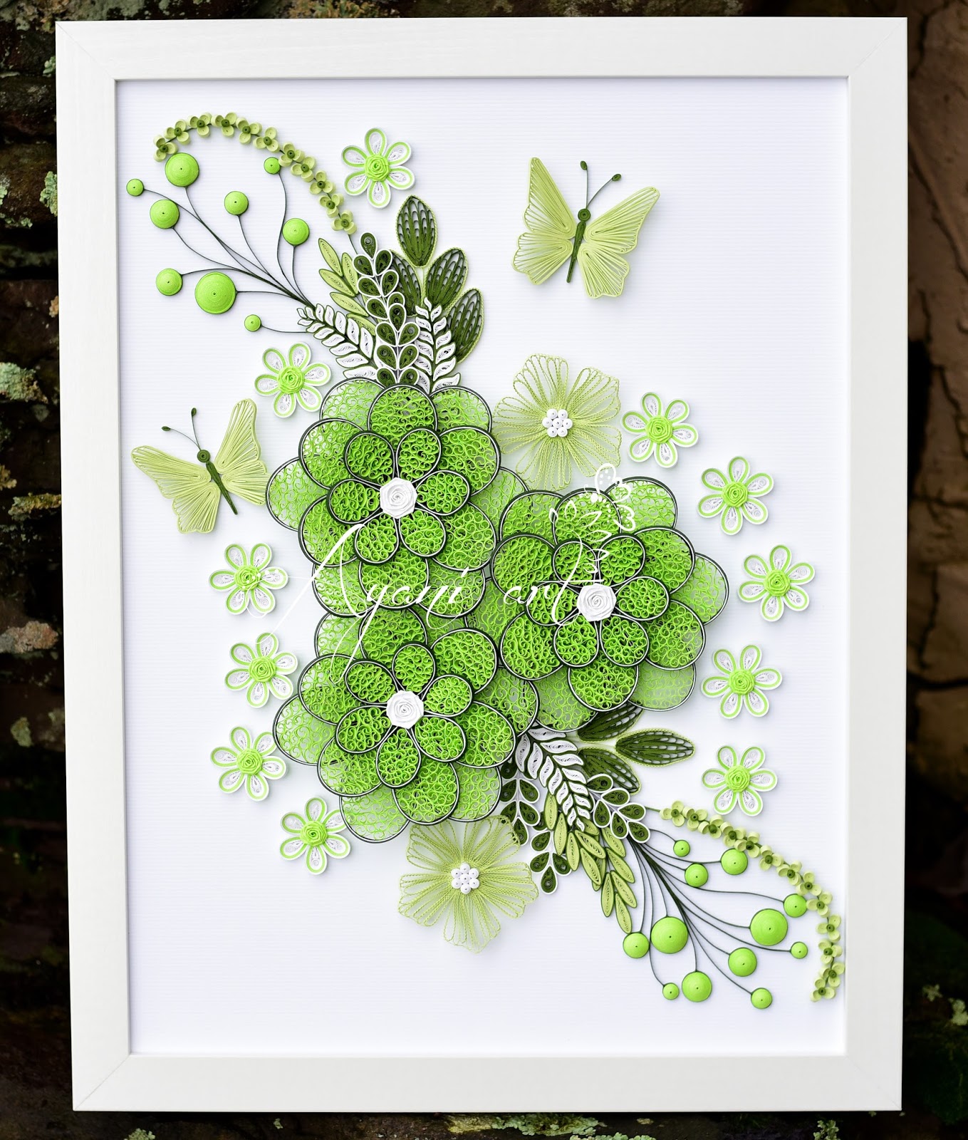 Ayani art: Quilling Green and White