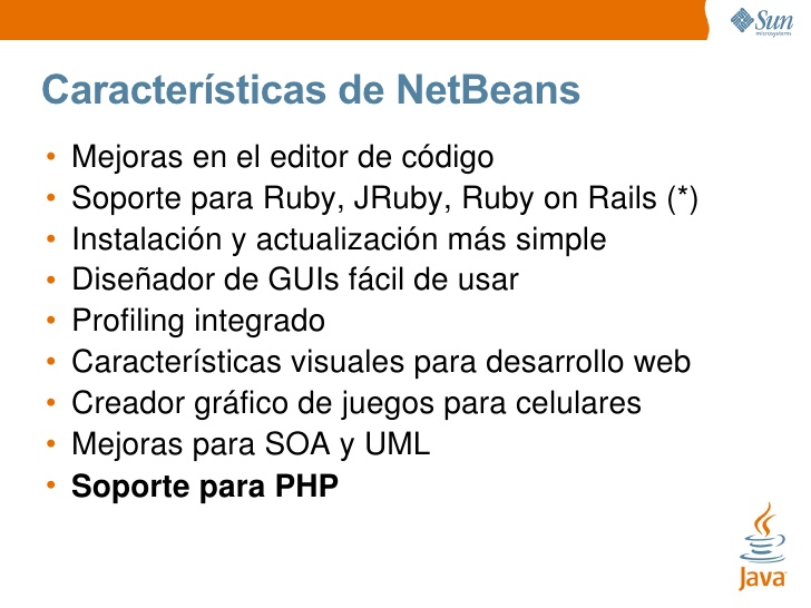 Java Netbeans : Características de Java Netbeans
