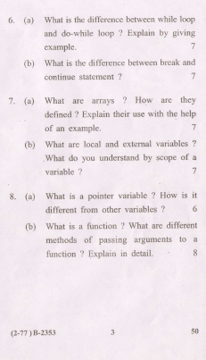 CDLU BCA / DCA-103 Programming Fundamental Using C 2013 Question Paper ...