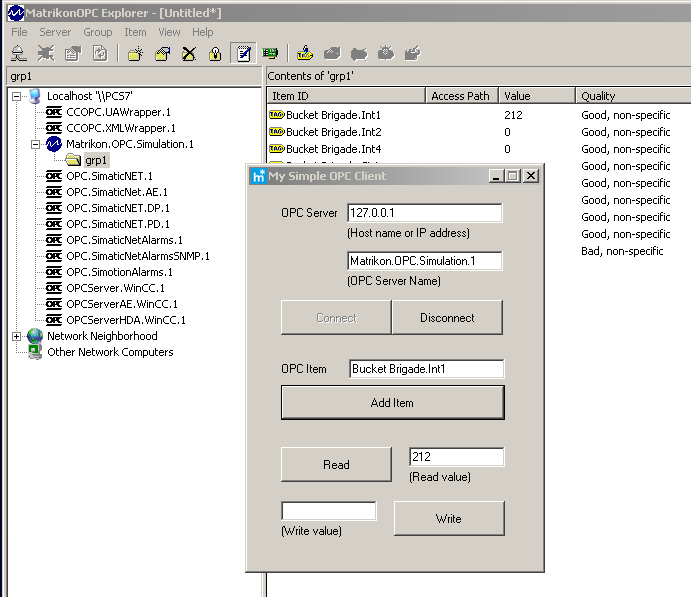 My Simple OPC Client - HadiSCADA