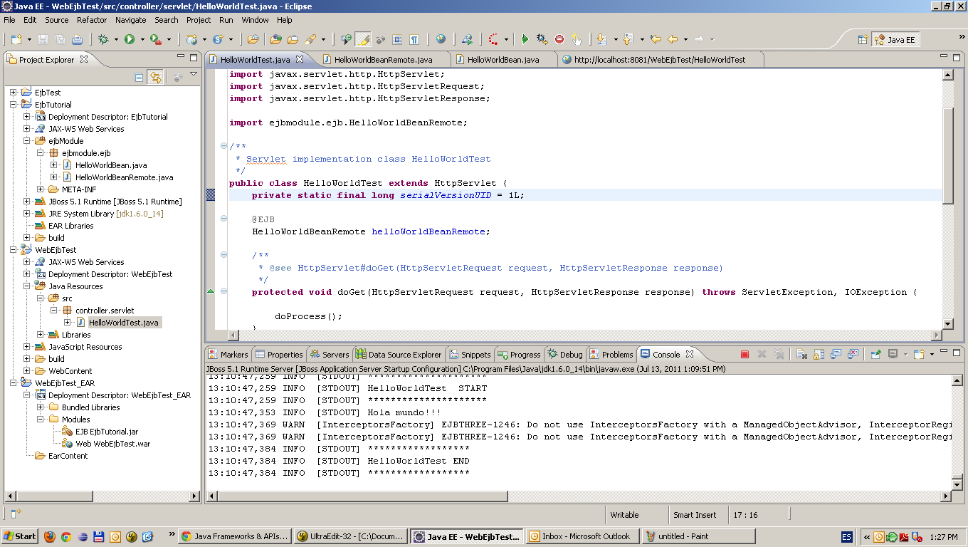 Java Frameworks & APIs: EJB - Configuración Eclipse + JBoss + EJB3 Java Frameworks & APIs: EJB - Configuración Eclipse + JBoss + EJB3