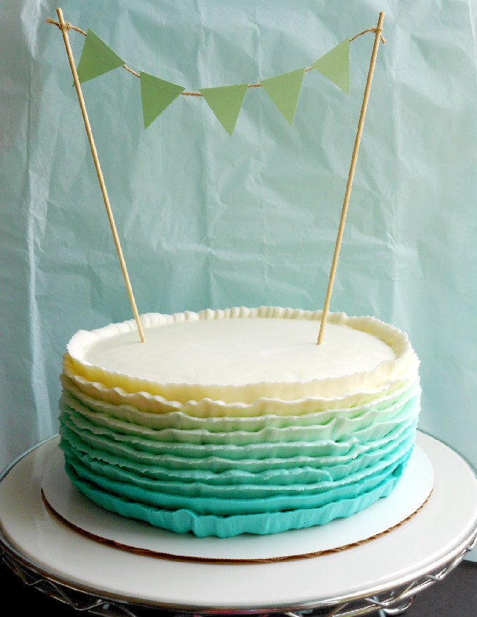 Teal Ombre Buttercream Ruffle Cake - Confessions of a Confectionista