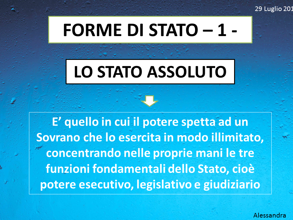 21^ GOCCIA DI POLITICA: "Le forme di Stato 1 - Lo Stato Assoluto