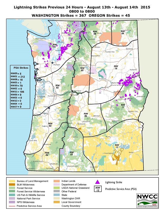 Northwest Interagency Coordination Center: 8/14/15 NWCC Lightning and ...