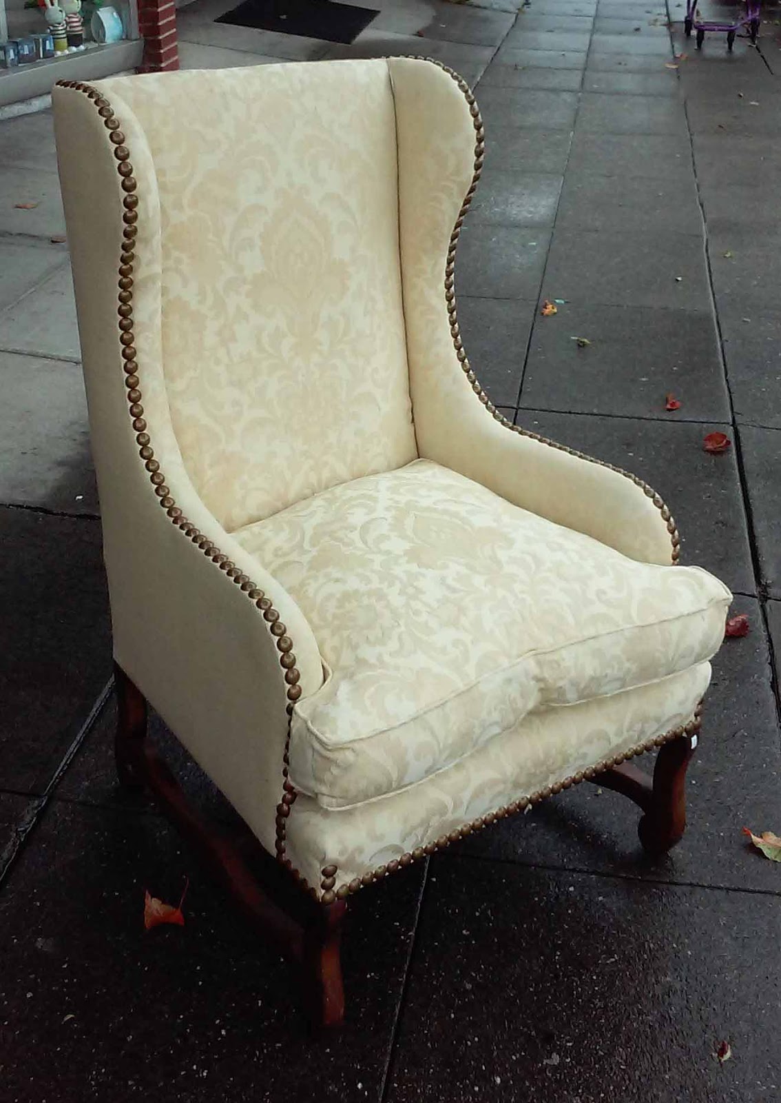 UHURU FURNITURE & COLLECTIBLES: SOLD Handsome Wingback with Brass ...