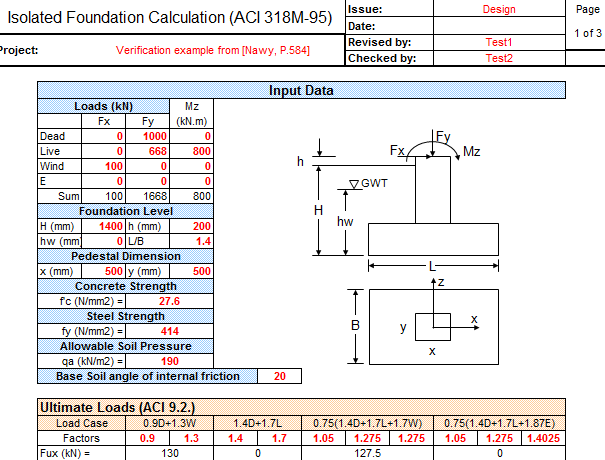 Download Isolated Foundation Design and Analysis Excel Sheet ACI 318M ...