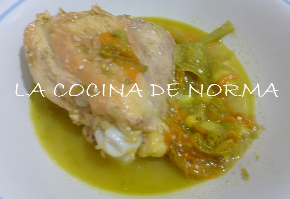 POLLO EN SALSA VERDE CON FLORES DE CALABAZA - La Cocina de Norma
