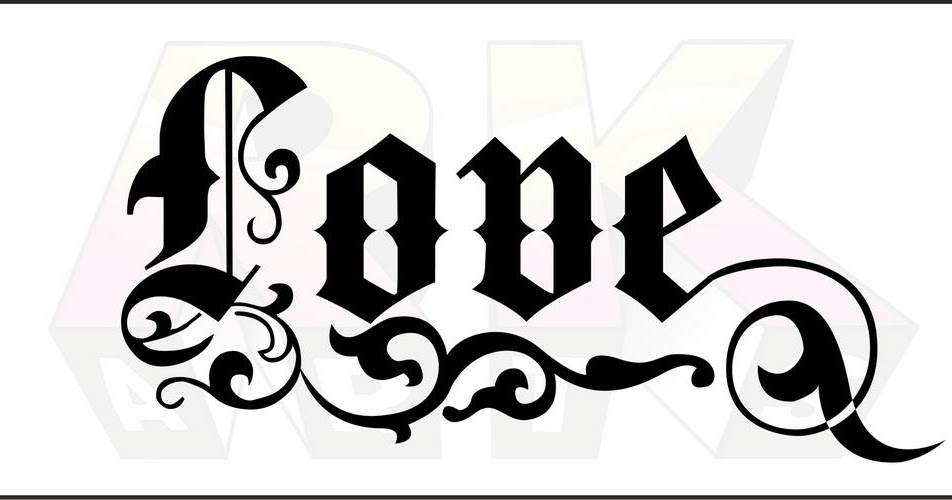 Love Calligraphy Title Design with Decorative Ornaments - RK arts