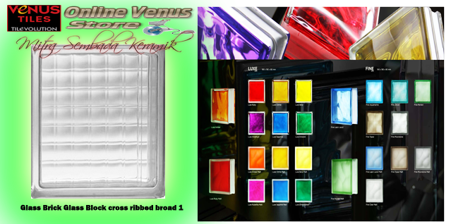Glass Brick Glass Block cross ribbed broad 1 - VENUS STORE