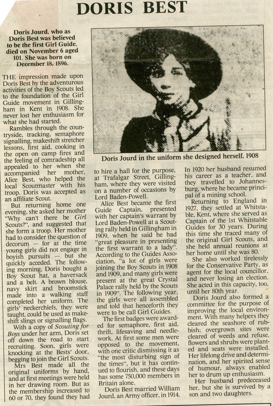 View From A Hill: Doris Best 1896 - 1998 - Britain's First Girl Guide