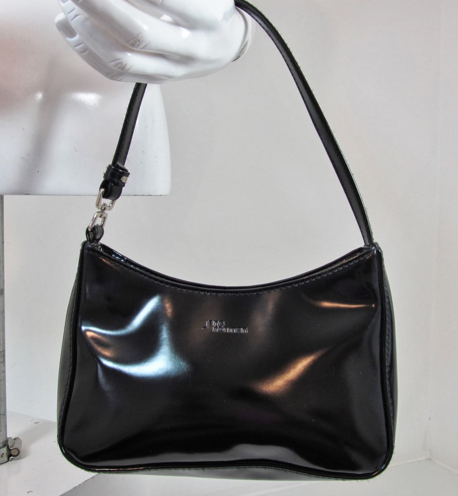 JANE NORMAN BLACK SHINY PVC SMALL HANDBAG PURSE R11004 | Sangriasuzie's ...