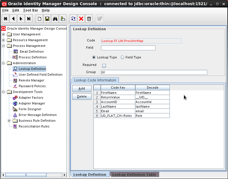 Oracle Stack Flat File Connector Creating Lookups