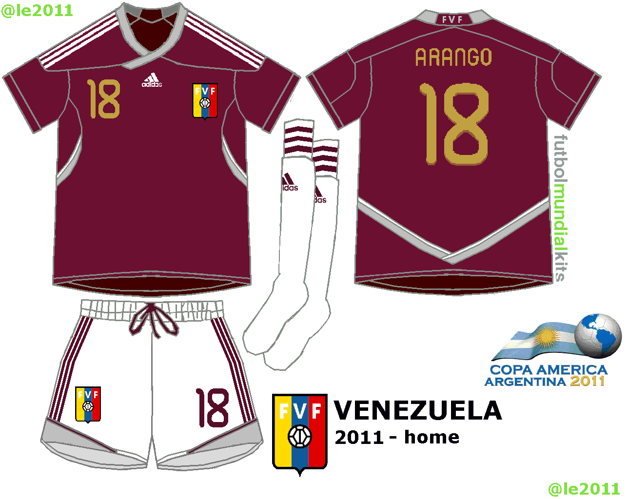 Fútbol Mundial Kits - Uruguay: Selección de Venezuela - 2011 (home y away)