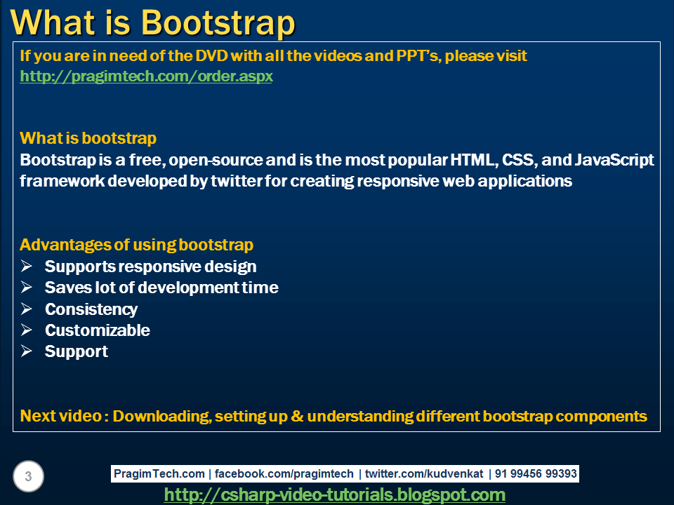 Sql server, .net and c# video tutorial: What is bootstrap