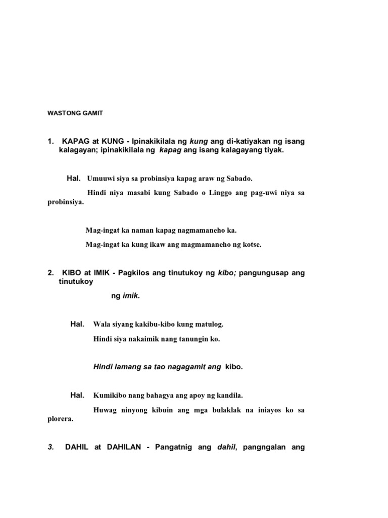 wastong gamit ng mga salita - philippin news collections