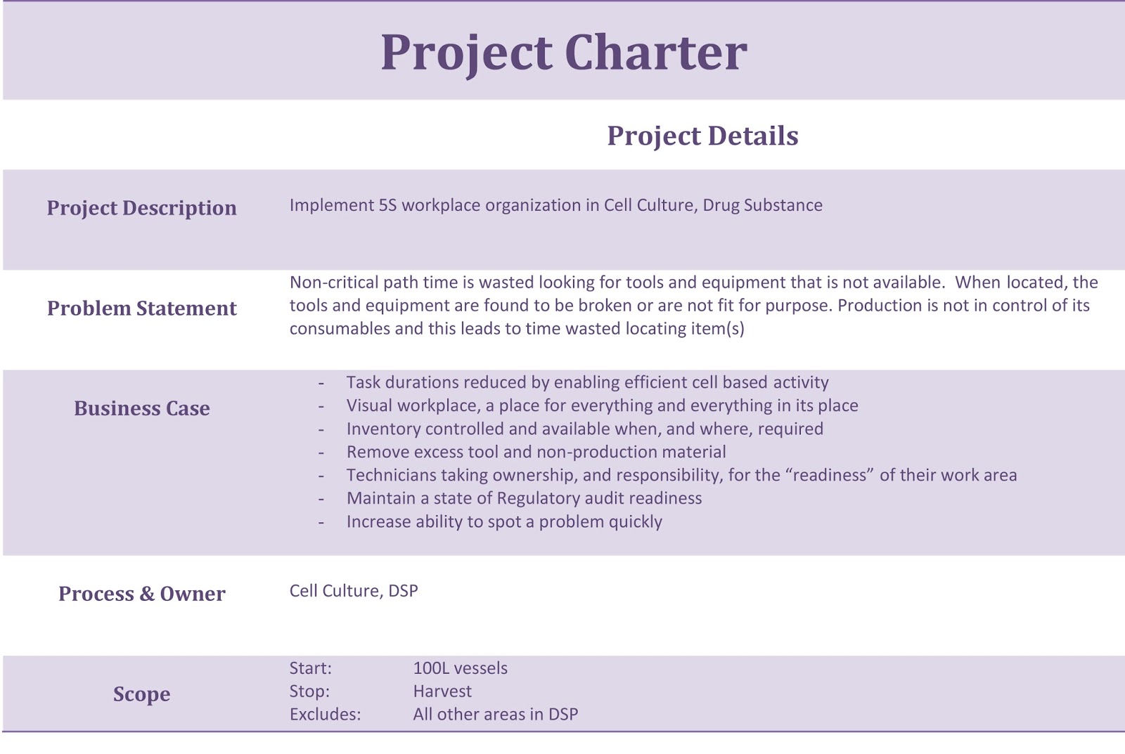 Lean Project: The Introduction of 5S into Cell Culture
