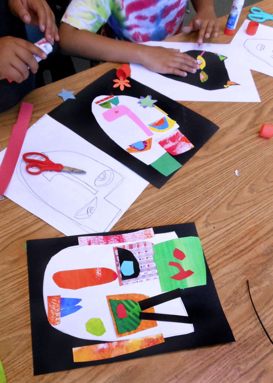 Earl Warren Arts: Third Grade: Abstract Re-cycled Paper Masks