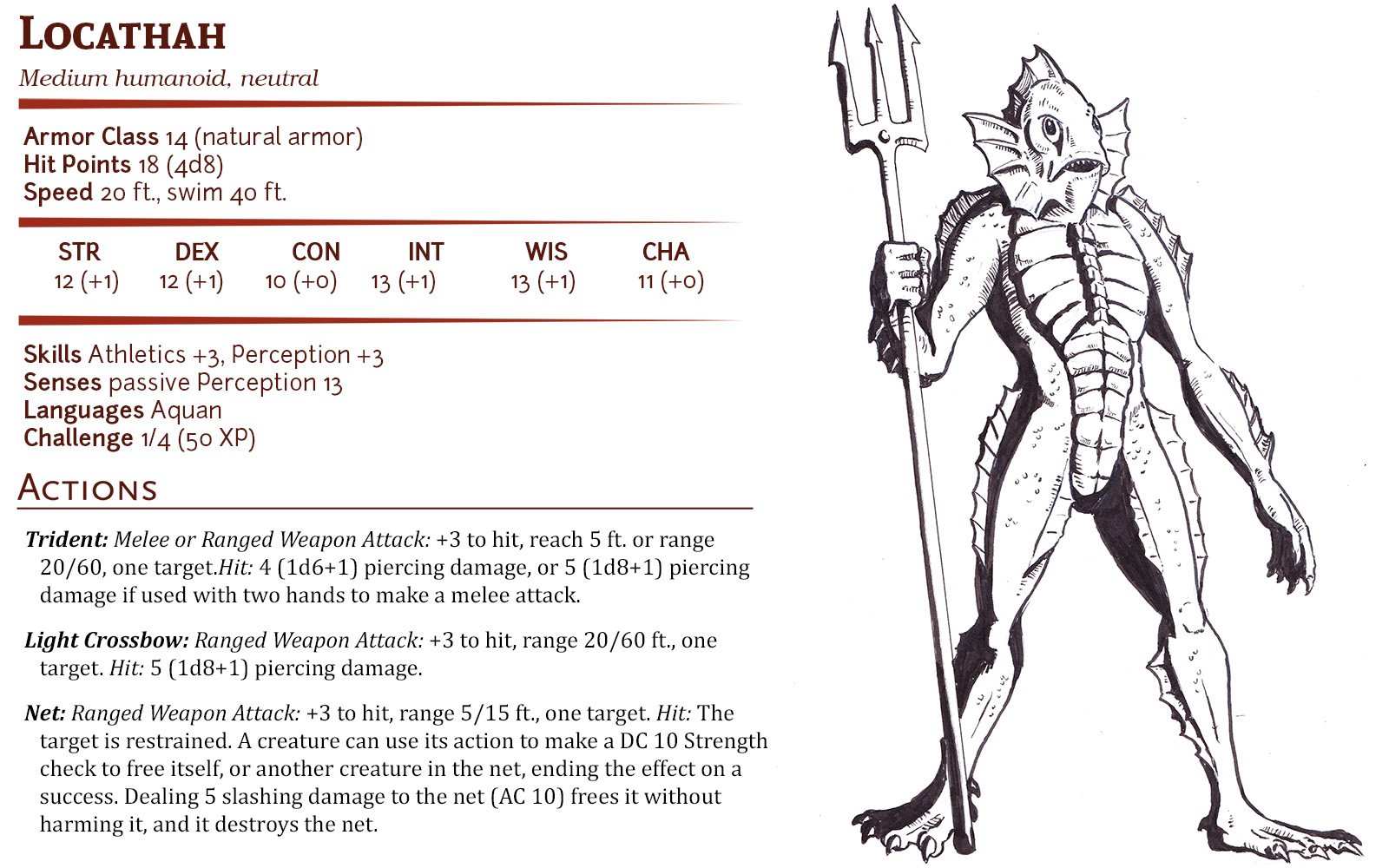 Inktober Monstrosities: L for Locathah
