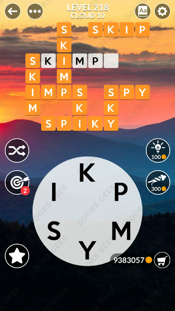 Wordscapes Level 218 Answers ~ Doors Geek