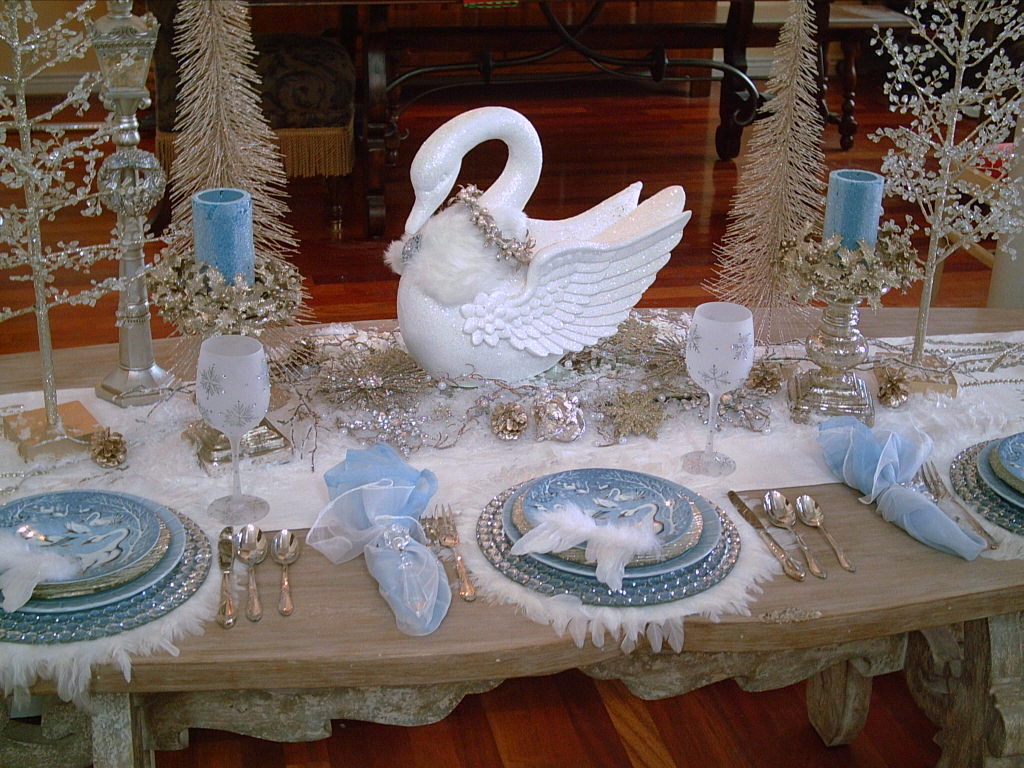 Candlelight Supper: Seven Swans a Swimming Tablescape
