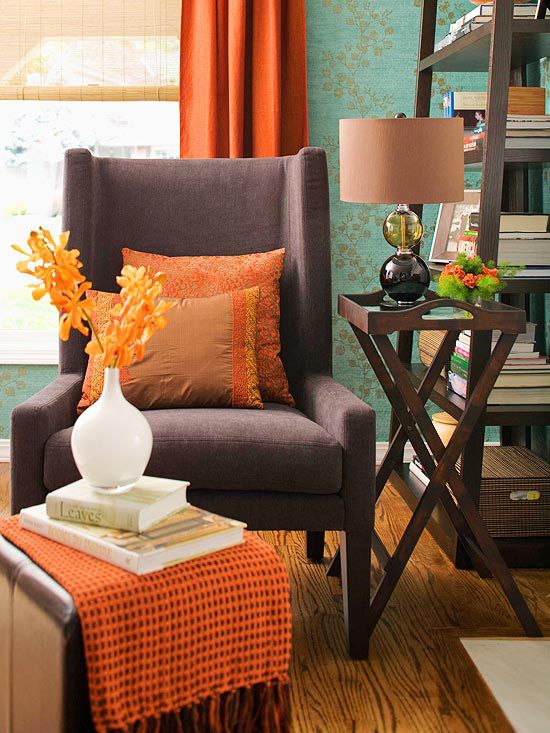 Wydeven Designs: Decorating with Orange - Loving my Orange Chair