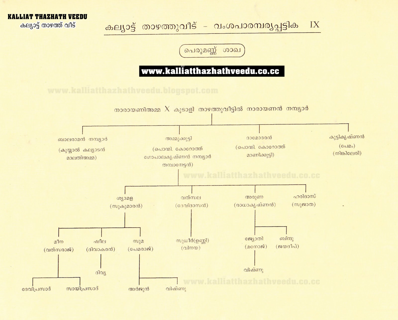 Kalliat Thazhath Veedu - കല്യാട്ട് താഴത്ത് വീട്: Family Tree & Details