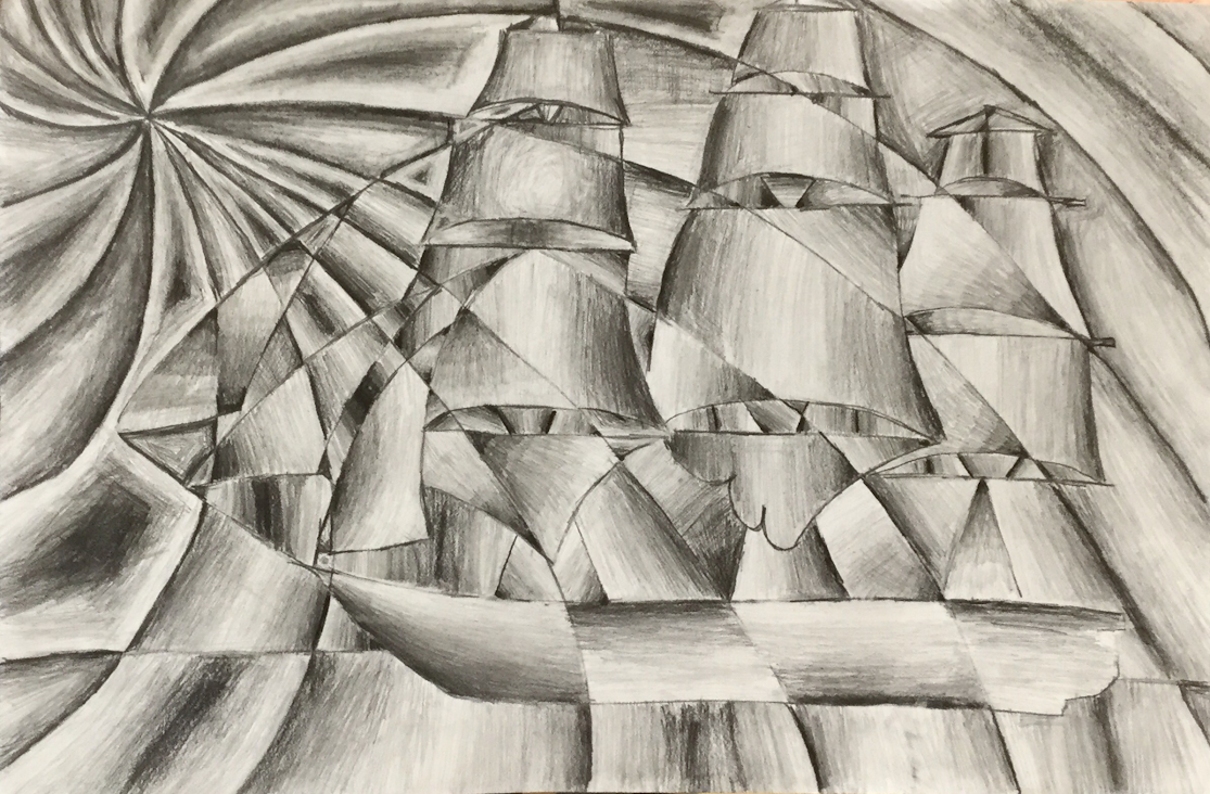 Ms. Hsieh 's Clarke Art Room- 8th Grade: Shattered Value Drawings