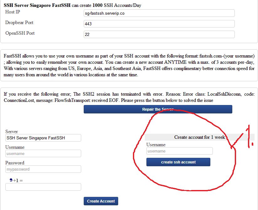How To Register Free SSH Account