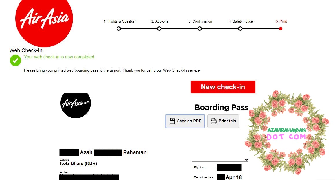 Cara Web Check In Air Asia - Azah Rahaman