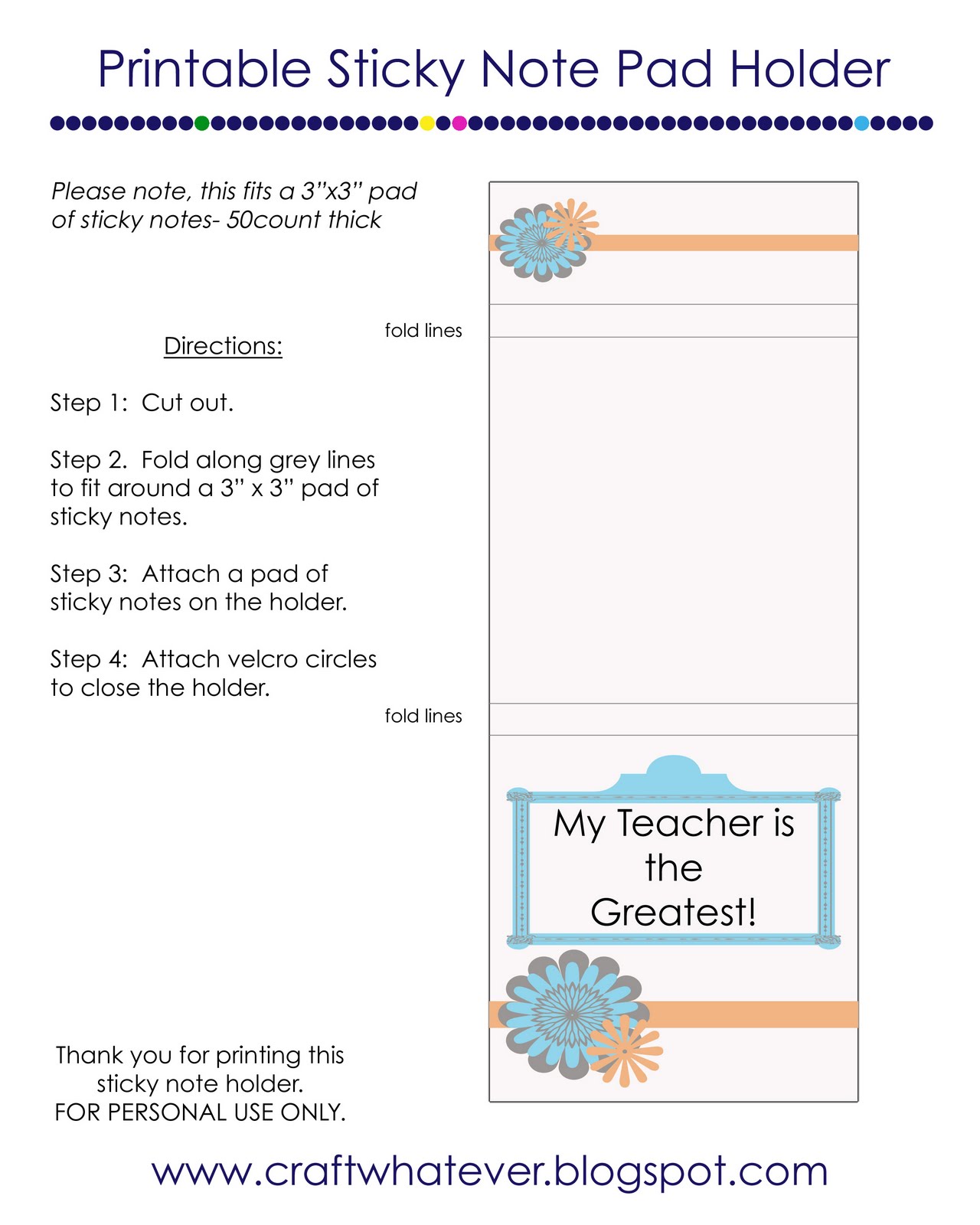 craft whatever: Free Printable Sticky Note Holder -- Teacher ...