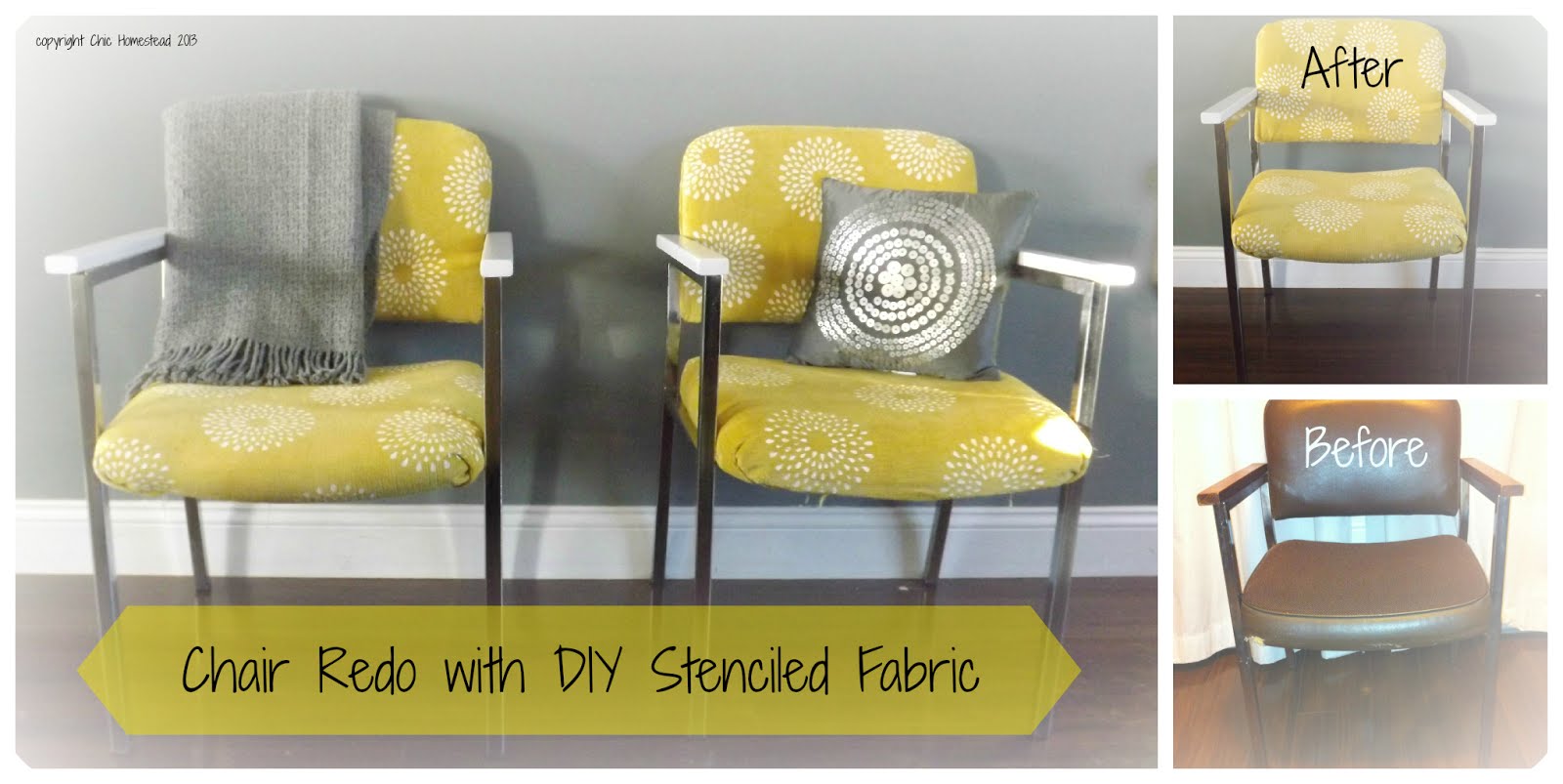 Chic Homestead: Chair Redo With DIY Stenciled Fabric