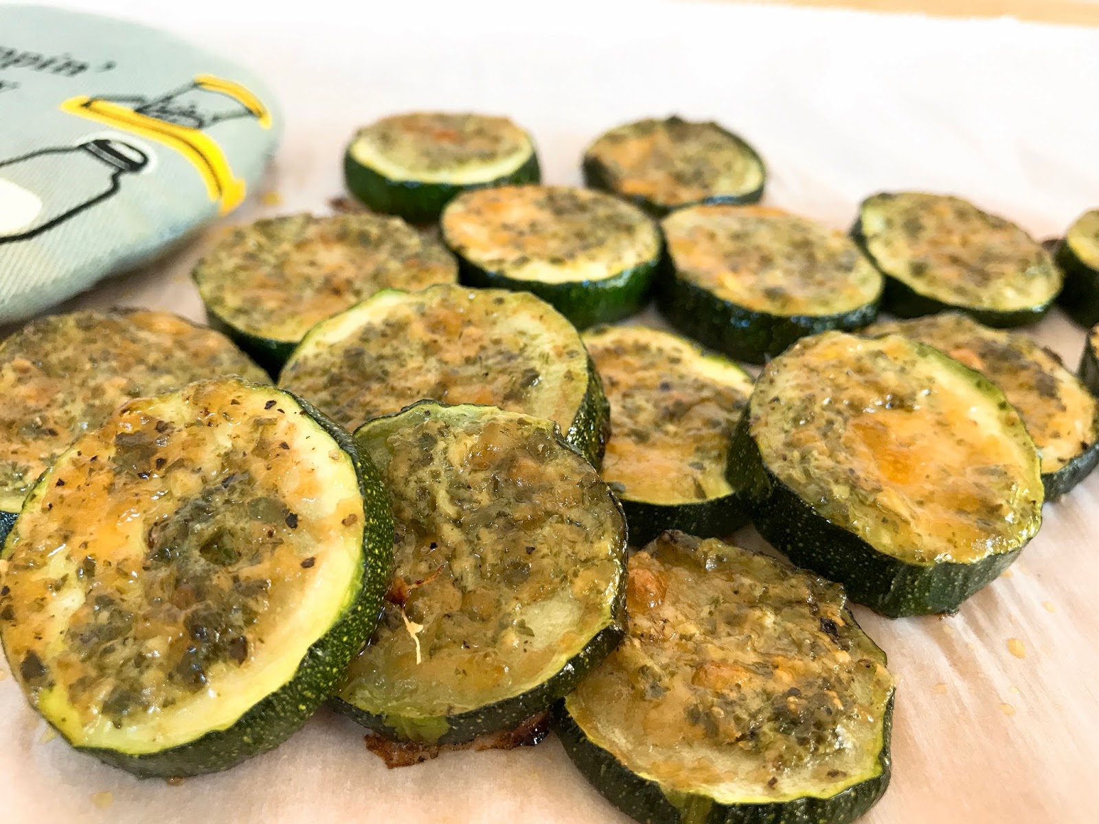 Roasted Pesto-Parmesan Zucchini Coins