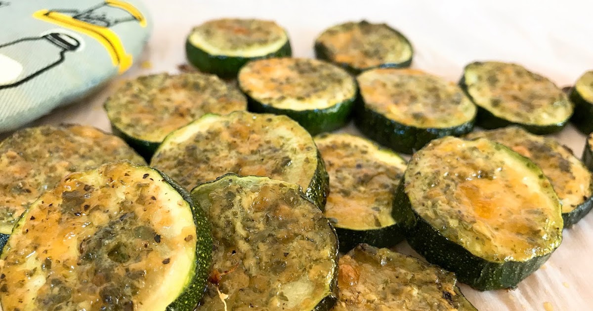 Roasted Pesto-Parmesan Zucchini Coins