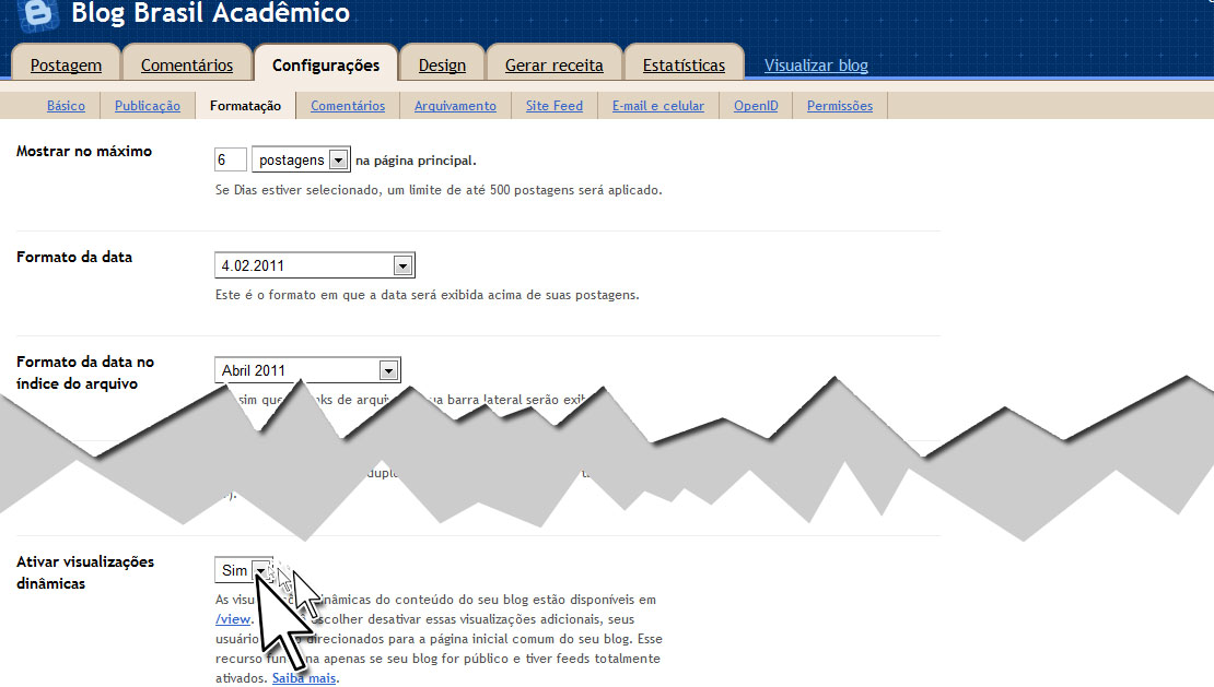 Diferentes visões de seu blog no Blogger