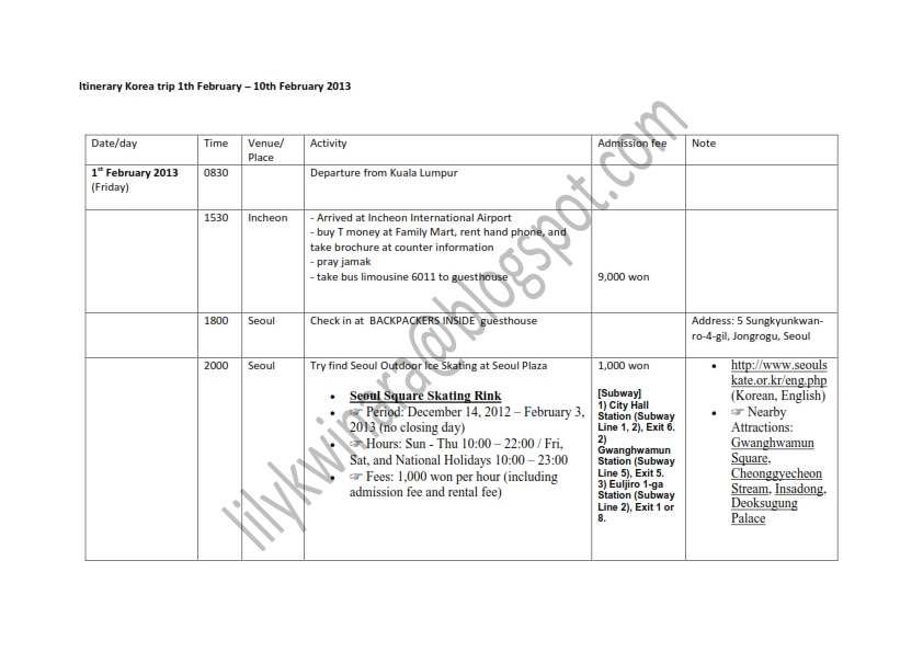 Ceritaku_Ilhamku_Hidupku**~: Contoh itinerary trip ke Korea Selatan ...