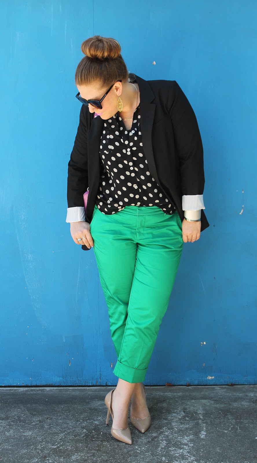 Fashionablee Me: Colored Trousers & Polka Dots