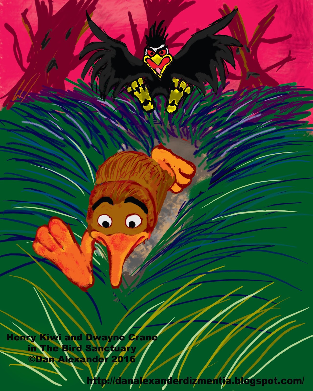 Dan Alexander Dizmentia: Henry Kiwi and Dwayne Crane in The Bird Sanctuary