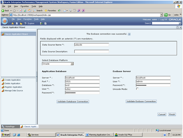 How to create a planning application in hyperion?