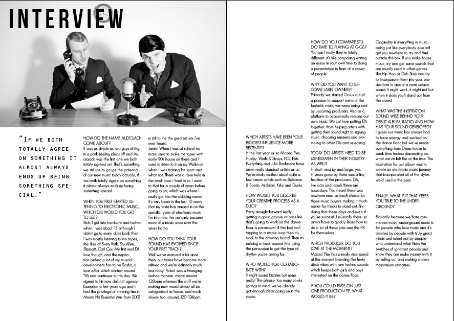 Design Practice Year 3: Audiojack // Interview Layouts