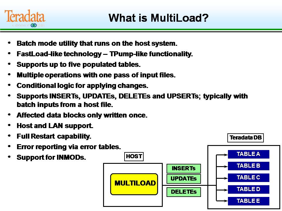 Database and Warehouse Concepts: MLOAD