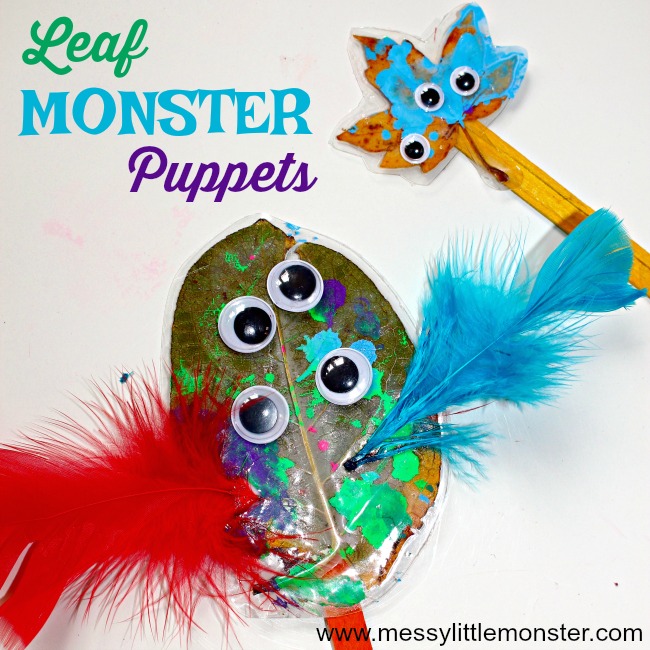 Monster Leaf Puppets - Messy Little Monster